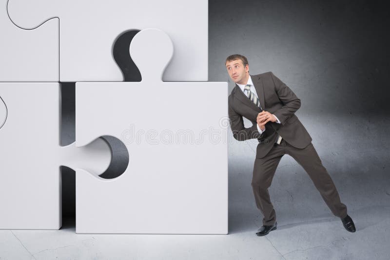 564 Man Pushing Puzzle Piece Stock Photos - Free & Royalty-Free Stock ...