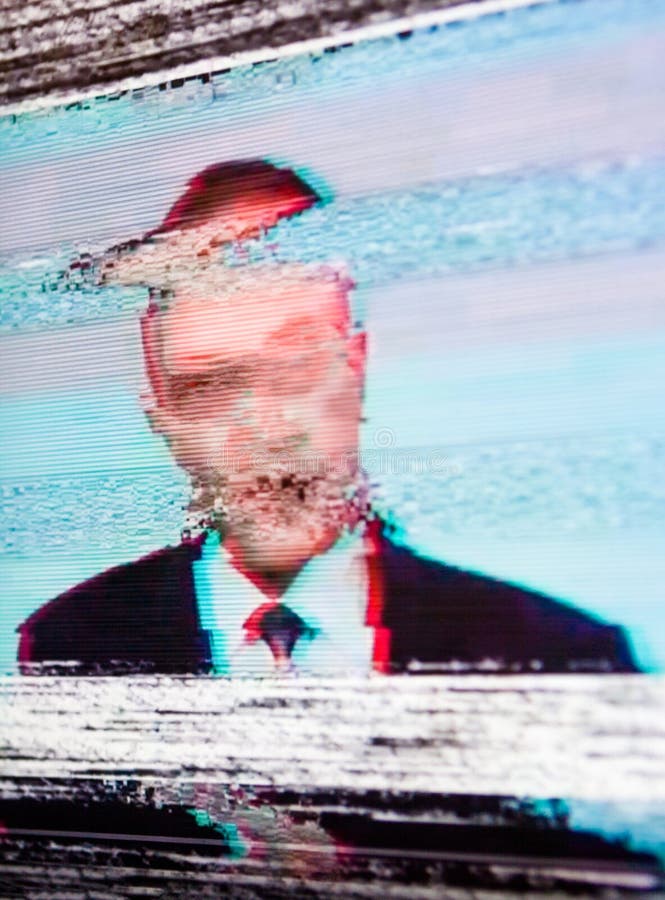 Man in a Suit on the Screen. Glitch Stock Image - Image of analog, male ...