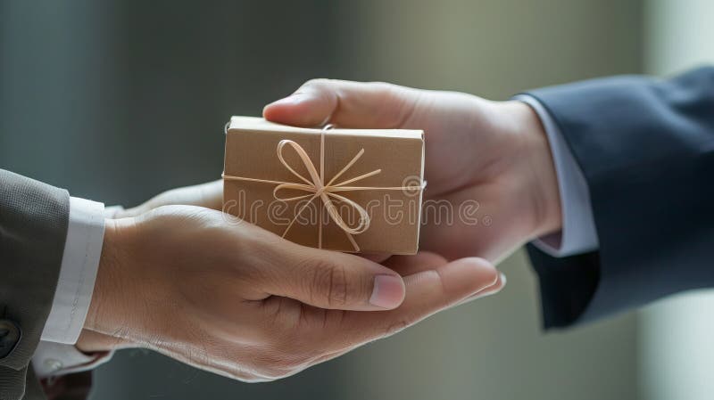 A Man in a Suit Shaking Hands with a Gift Box. Generative AI Stock ...