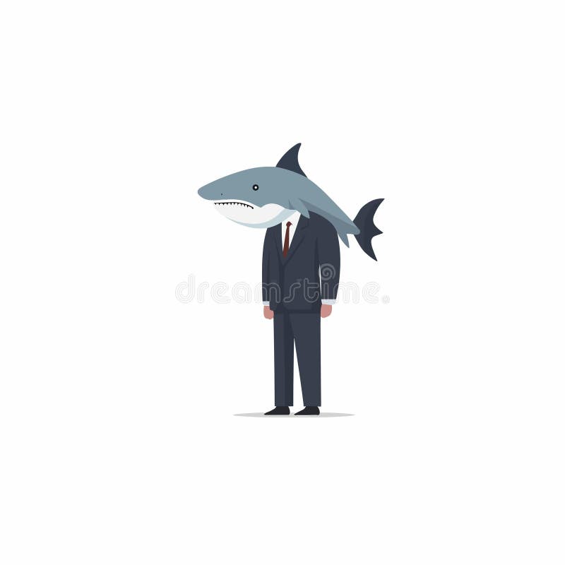 Man with Shark Head in a Suit Vector Flat Isolated Illustration Stock ...