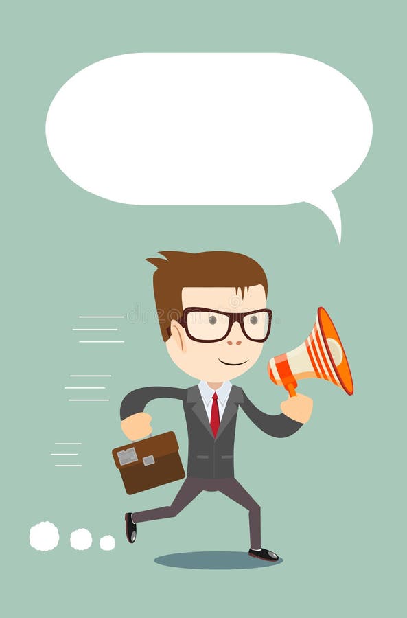 Man in Suit Shouting through a Loudspeaker. Stock Vector - Illustration ...