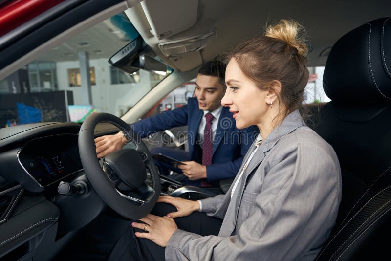 Man in Suit Showing Woman Control Panel Stock Photo - Image of ...