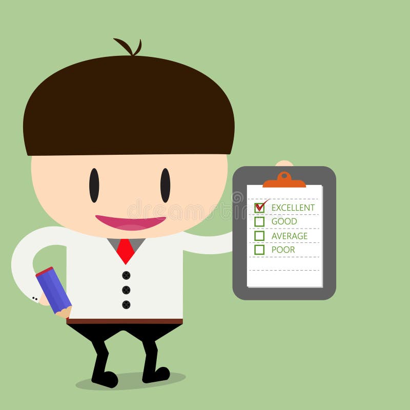 A Man in a Suit Shows Quality Checklist Stock Vector - Illustration of ...