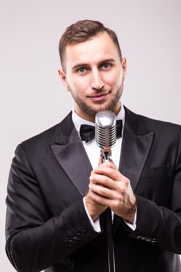 244 Man Suit Singing Microphone Smile Stock Photos - Free & Royalty ...