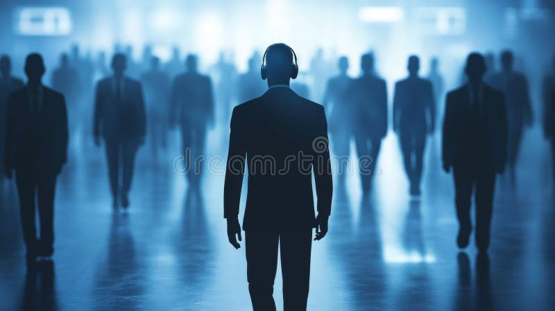 A Man in a Suit is Standing in a Crowd Stock Illustration ...