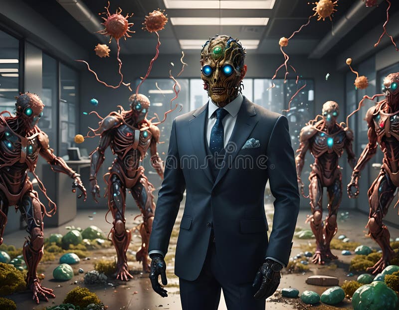 Man in Suit Standing in Front of Group of Humanoids. Generative AI ...