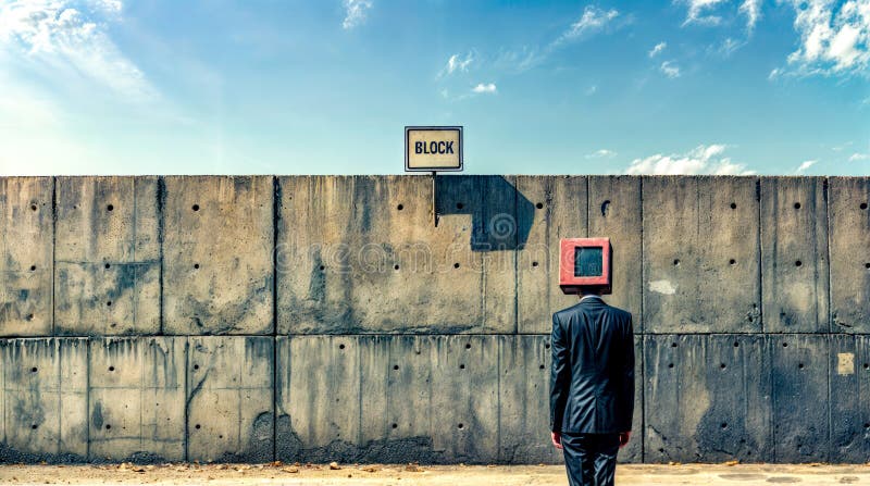 Man in Suit Standing in Front of Wall with Computer Monitor on it. AI ...