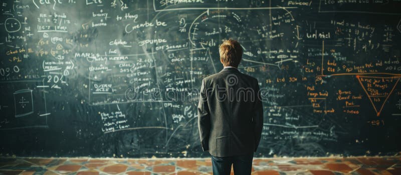 Man Contemplating Equations Blackboard Stock Photos - Free & Royalty ...