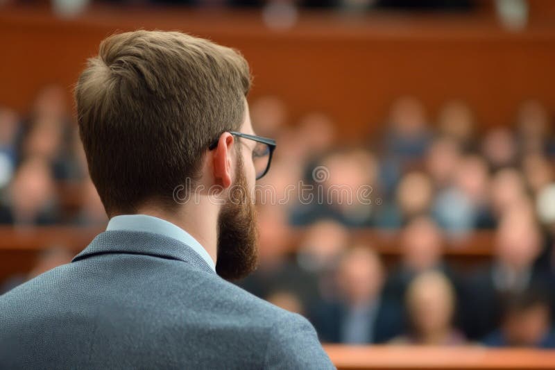Formal Presentation Speaker Addressing Audience Conference Setting ...