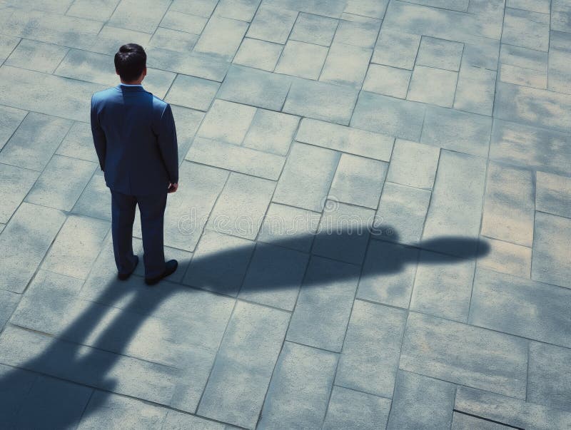 Man Facing Forward Casting Long Shadow Stock Image - Image of challenge ...