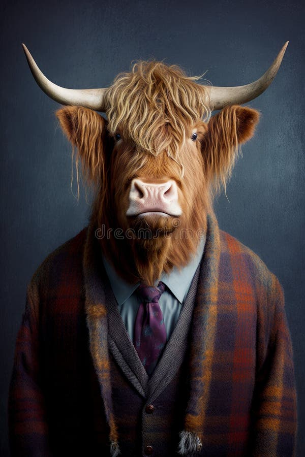 Man in Suit and Tie with Bull S Head on His Head. Generative AI Stock ...