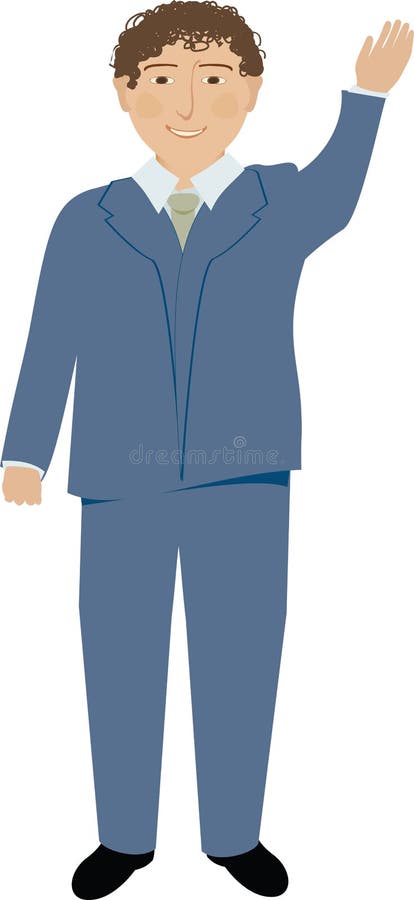 A Man in Suit Waves Hello stock vector. Illustration of people - 77456069