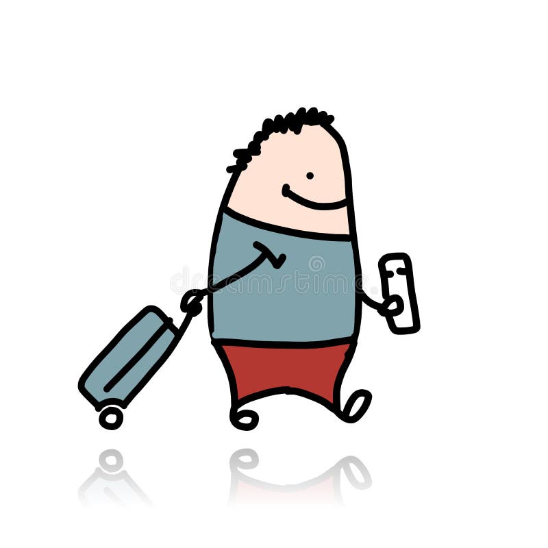 Man with Suitcase and Ticket, Cartoon Stock Vector - Illustration of ...