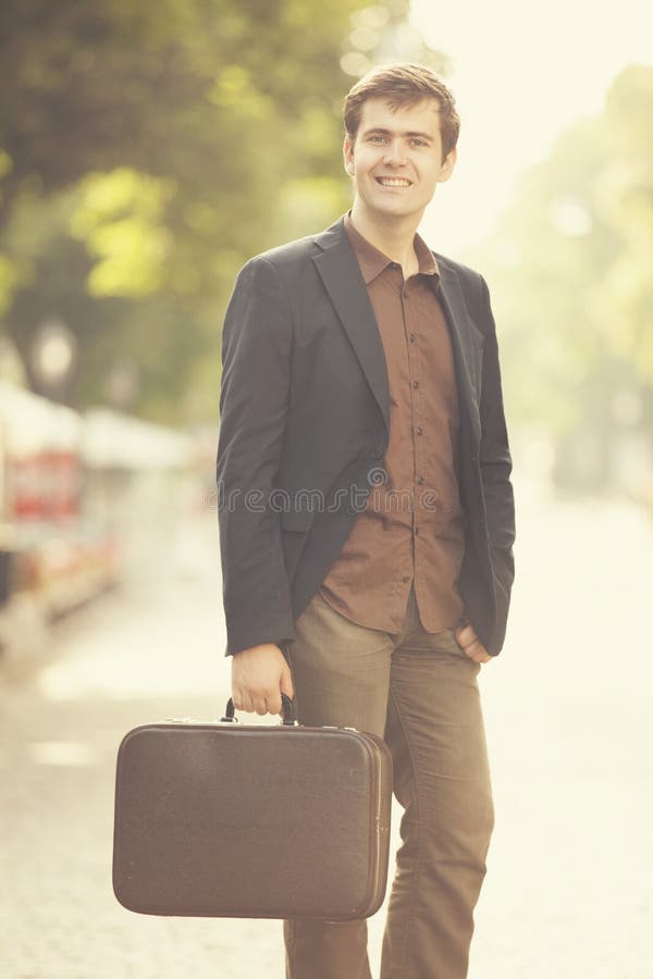 Man with suitcase stock photo. Image of place, fashion - 31205814