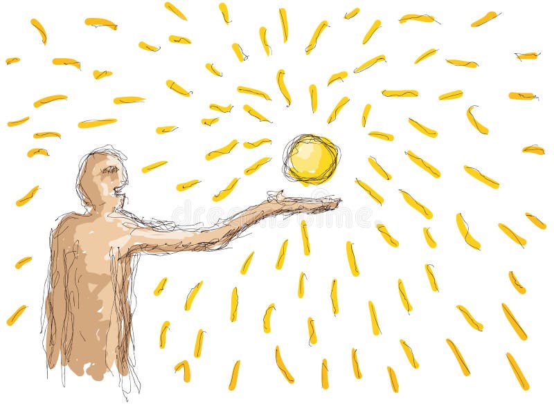 Man and the sun stock vector. Illustration of human, yellow - 25799339