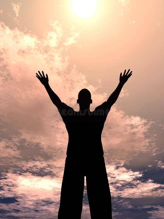 Man Praising at Night stock photo. Image of excitement - 20600258