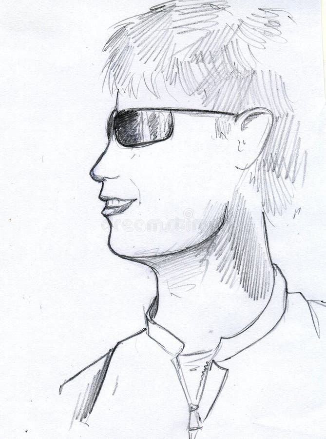 Man with Sunglasses, Pencil Sketch Stock Illustration - Illustration of ... Man with Sunglasses, Pencil Sketch Stock Illustration - Illustration of ...
