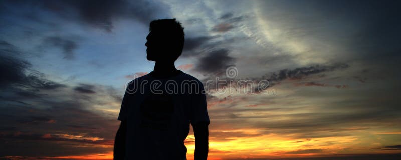 Man and sunset stock photo. Image of cloud, excited, scenic - 455032