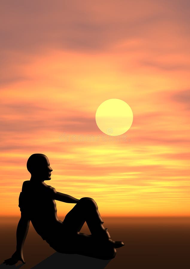 Man at sunset stock illustration. Illustration of cloud - 4598555
