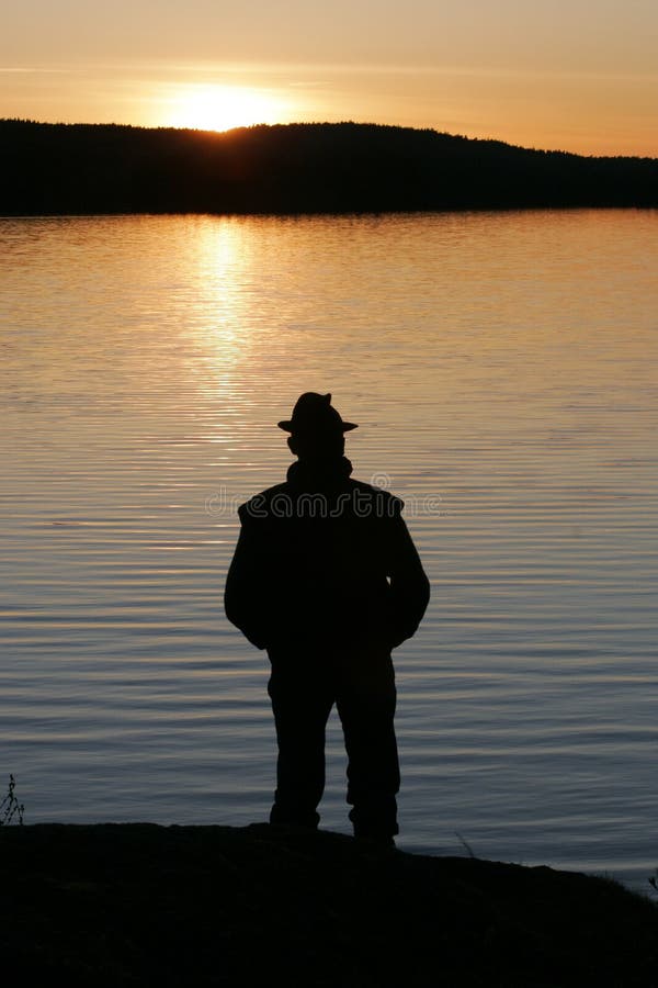 Man in sunset stock image. Image of sunset, dark, fisherman - 8485027