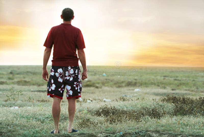 Man on sunset stock image. Image of scenery, outdoors - 54178521