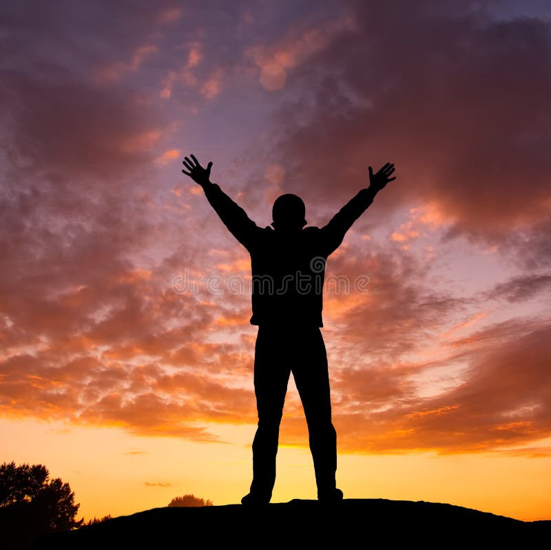 Man at sunset sky stock image. Image of fierce, heaven - 34964825