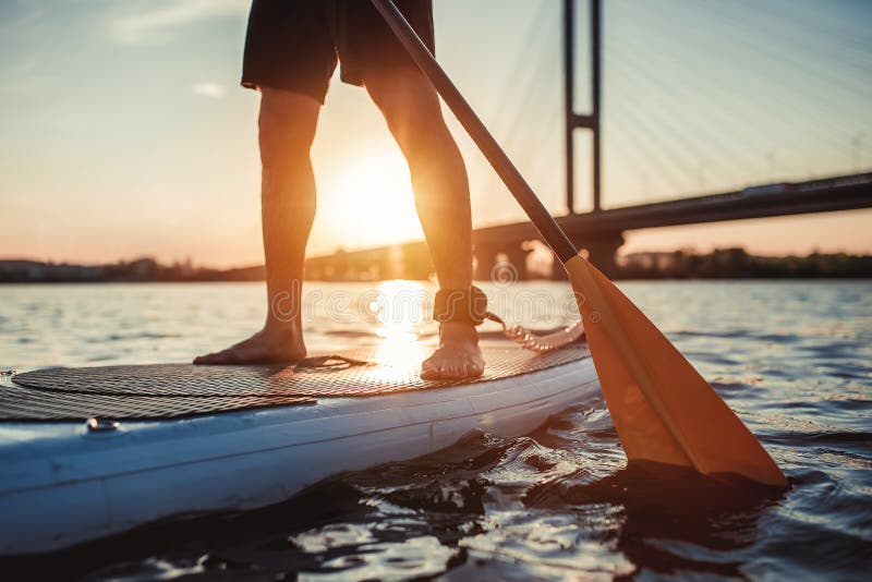 Man on SUP board stock image. Image of person, paddle - 97893017