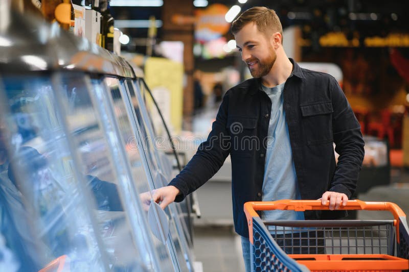 Man in Supermarket, Grocery Store Customer Stock Image - Image of young ...