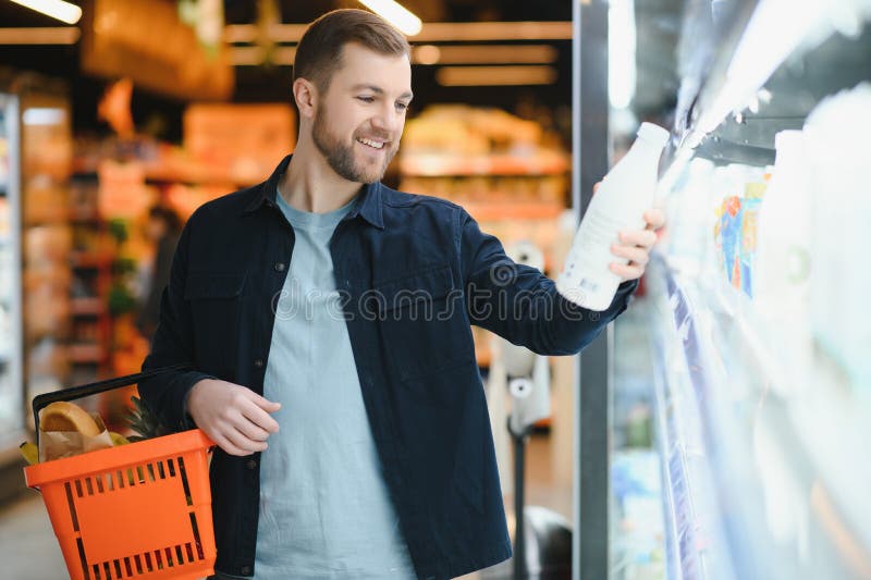 Man in Supermarket, Grocery Store Customer Stock Photo - Image of ...