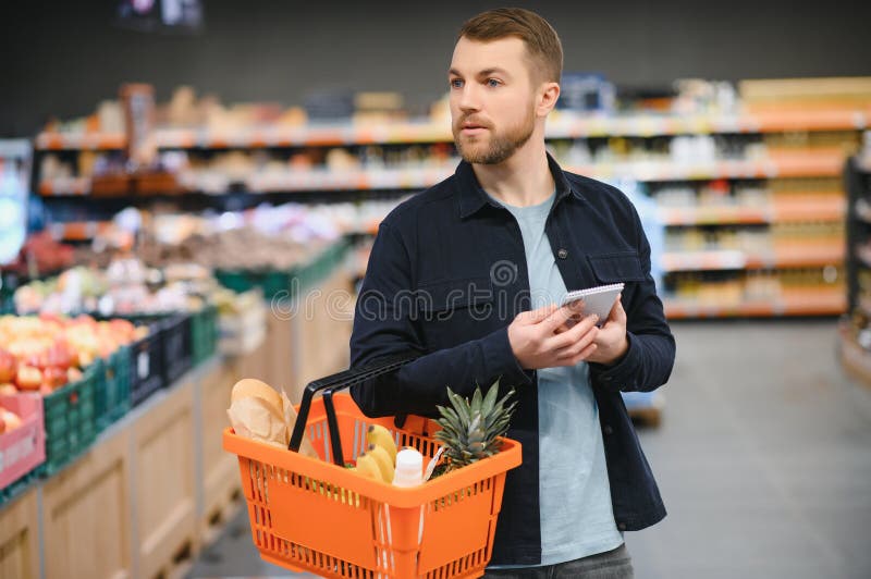 Man in Supermarket, Grocery Store Customer Stock Image - Image of store ...