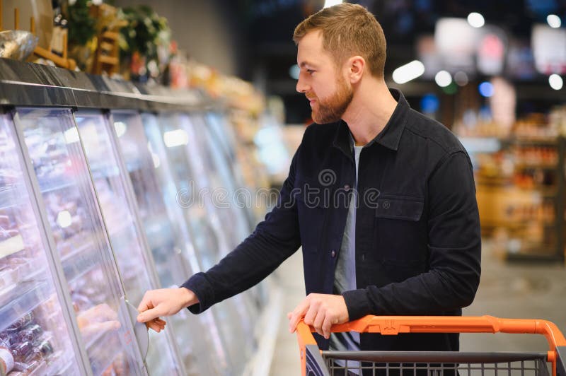 Man in Supermarket, Grocery Store Customer Stock Image - Image of ...