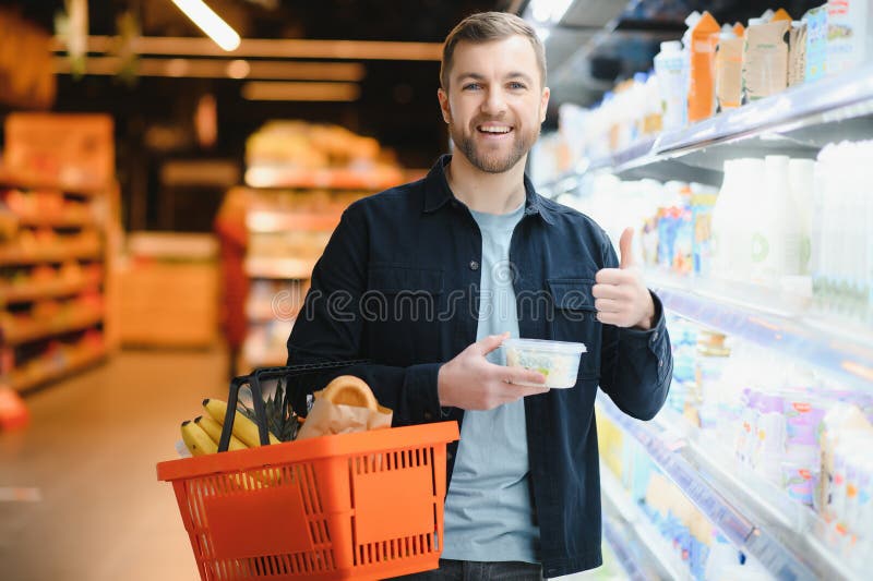 Man in Supermarket, Grocery Store Customer Stock Photo - Image of ...