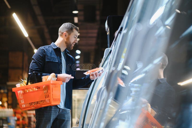 Man in Supermarket, Grocery Store Customer Stock Photo - Image of ...