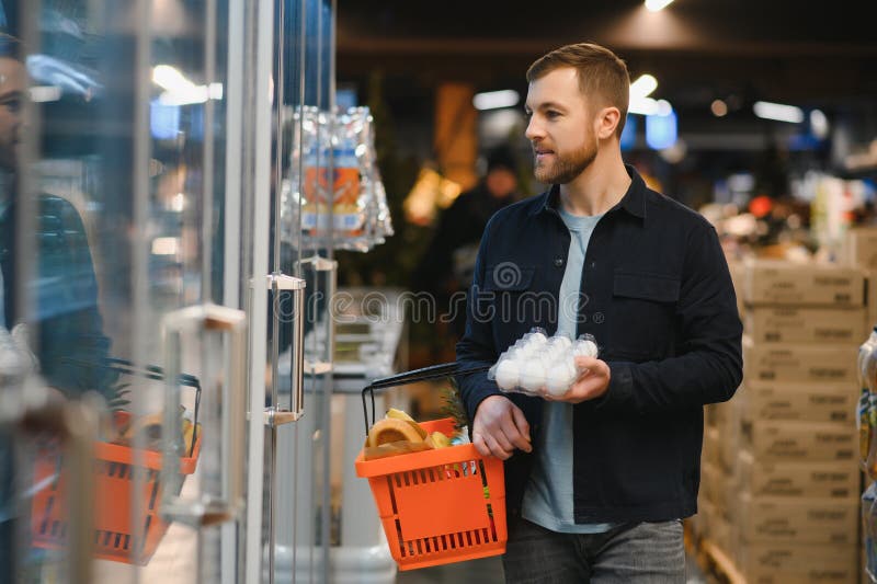 Man in Supermarket, Grocery Store Customer Stock Image - Image of ...