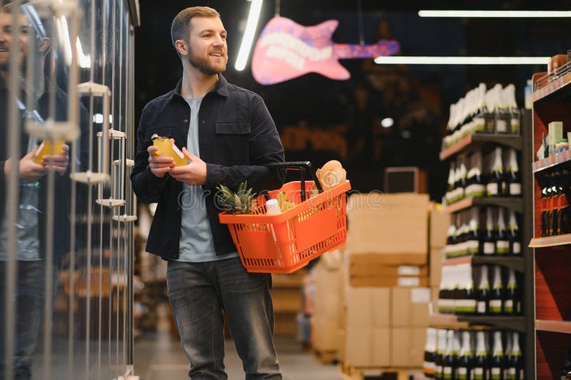 Man in Supermarket, Grocery Store Customer Stock Image - Image of ...