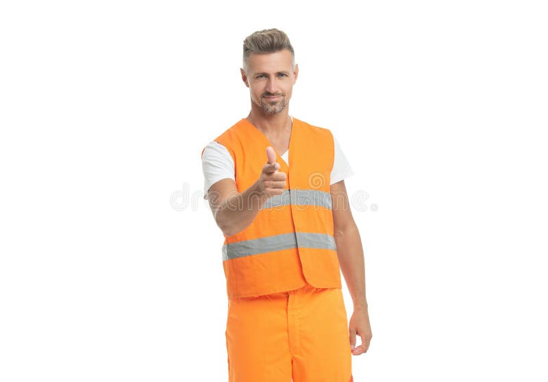 Supervisor Pointing on Advertisement in White Studio. Supervisor Show ...