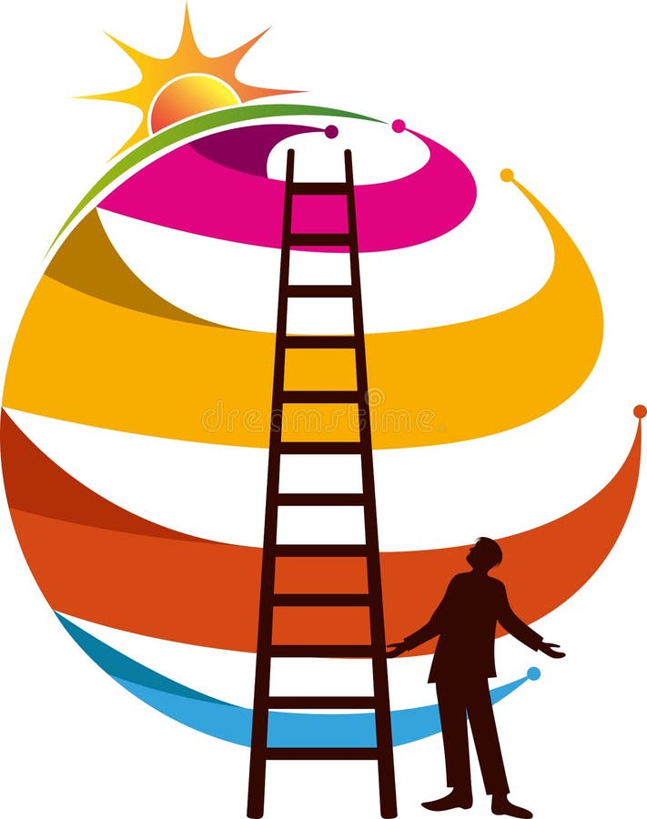 Man support ladder logo stock vector. Illustration of blue - 89180745