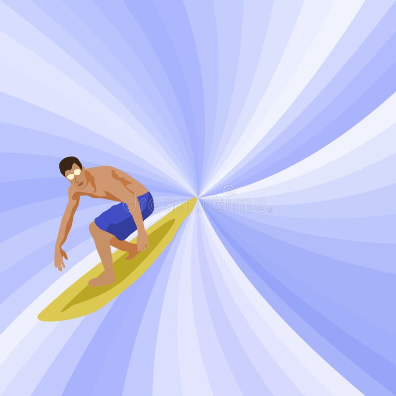 Man Surfing with Blue Gradient Background Stock Vector - Illustration ...