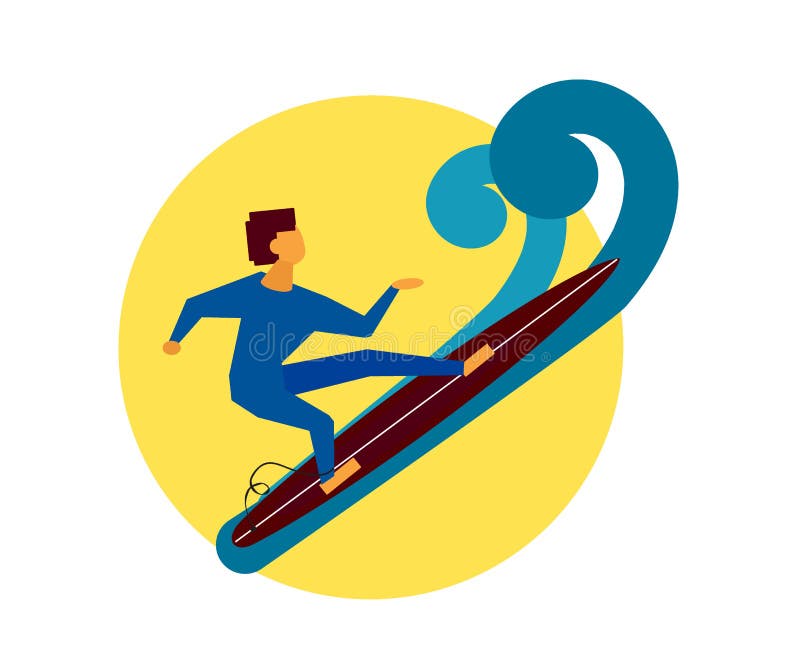 The Man is Surfing. Cartoon. Vector. Stock Vector - Illustration of ...