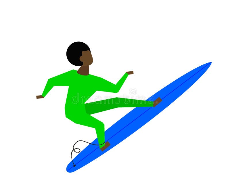 The Man is Surfing. Cartoon. Vector. a Man Stands on a Surfboard. Stock ...