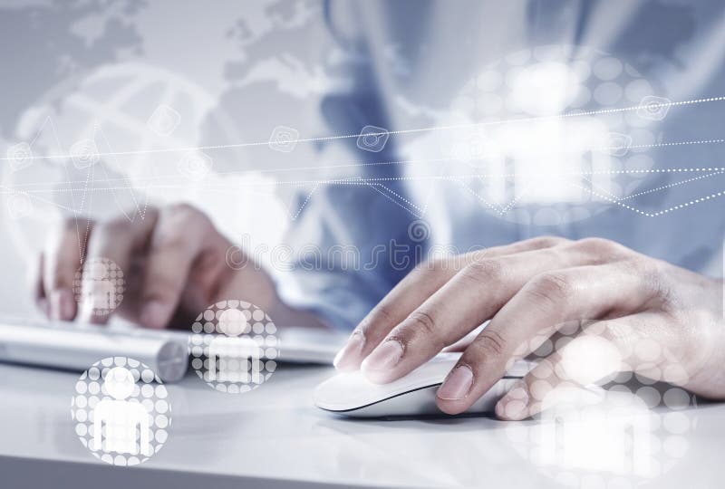 Man surfing the Internet stock photo. Image of person - 70396810