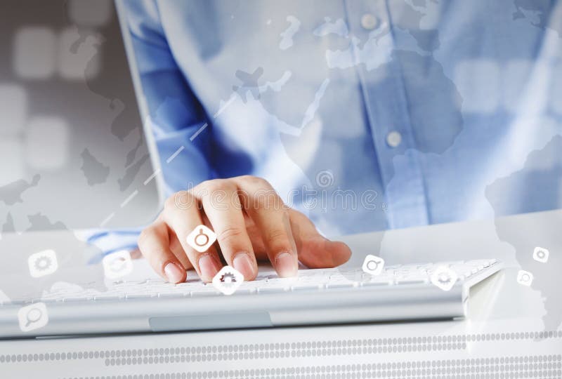 Man surfing the Internet stock photo. Image of computer - 70525672