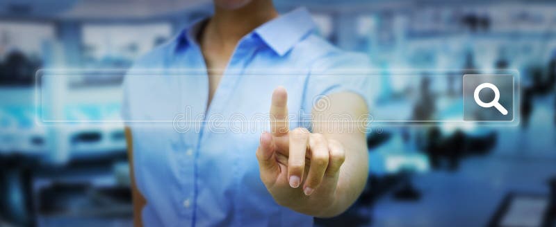 Man Surfing on Internet with Digital Tactile Web Address Bar Stock ...