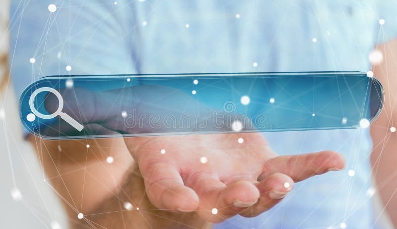 Man Surfing on Internet Using Tactile Web Address Bar 3D Rendering ...