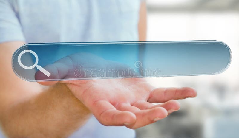 Man Surfing on Internet Using Tactile Web Address Bar 3D Rendering ...