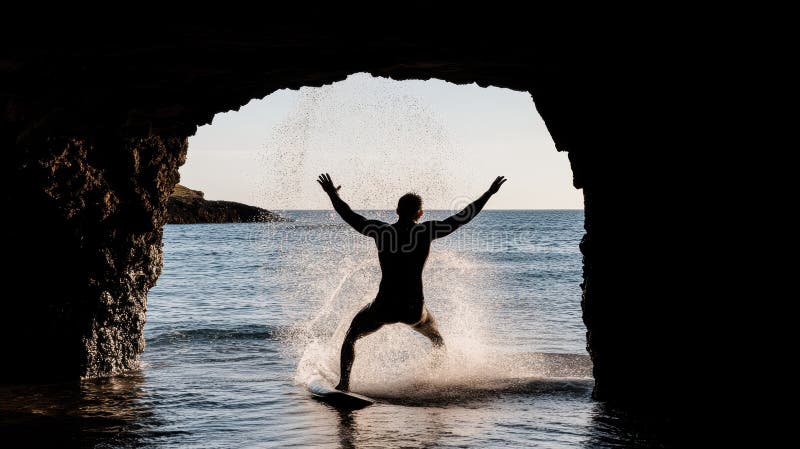 A Man is Surfing in the Ocean and is in the Process of Falling into ...