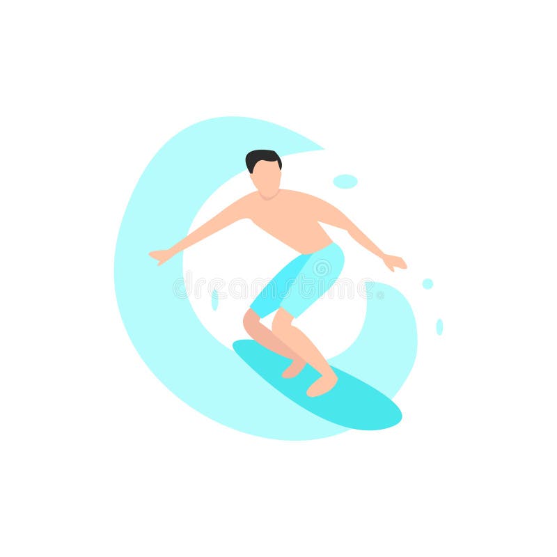 Man Surfing on the Waves in the Ocean Stock Vector - Illustration of ...