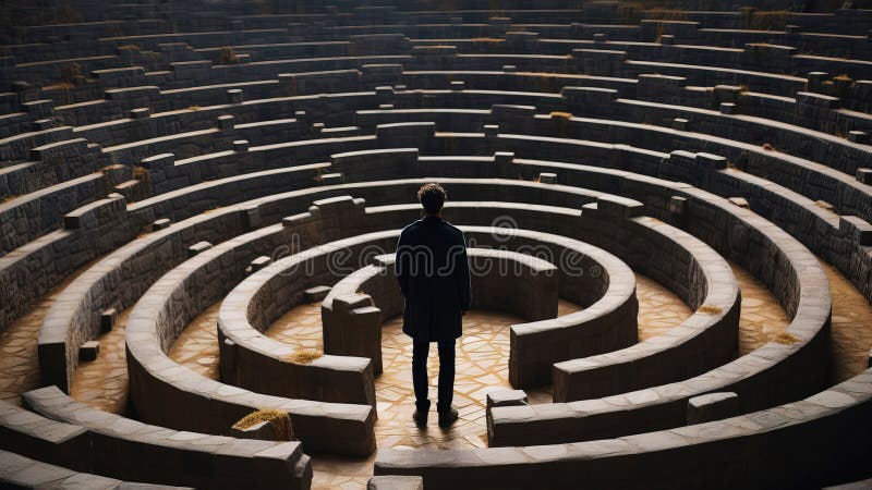 A Man in a Surreal Labyrinth in Search of a Way Out, a Solution To a ...