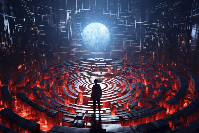 A Man in a Surreal Labyrinth in Search of a Way Out, a Solution To a ...