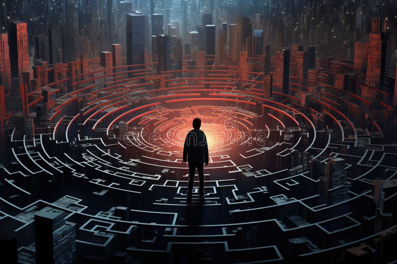 A Man in a Surreal Labyrinth in Search of a Way Out, a Solution To a ...